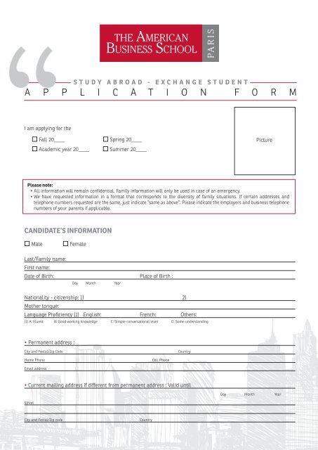 Application form