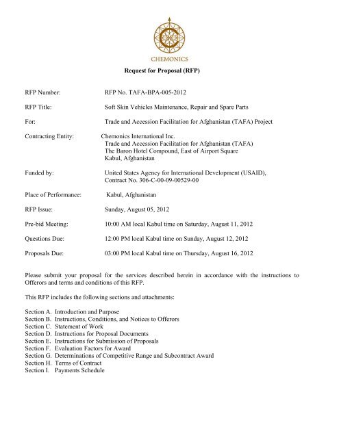 Request for Proposal (RFP) RFP Number: RFP No. TAFA ... - acbar
