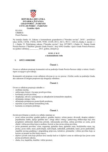 Odluka o komunalnom redu-2013.pdf - Grad PoreÄ
