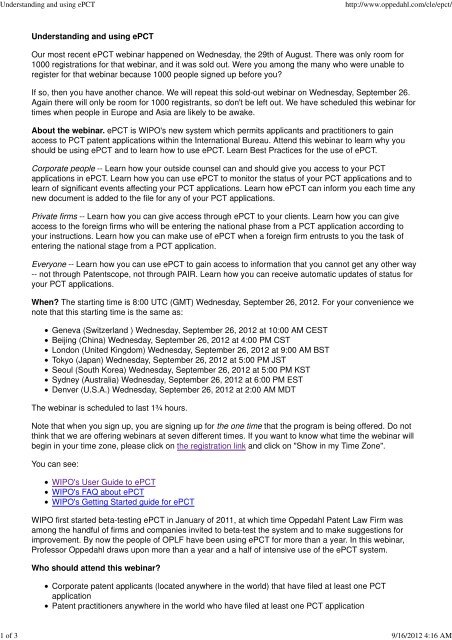 Understanding and using ePCT - Oppedahl Patent Law Firm LLC