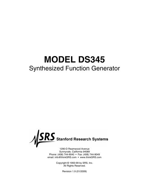 DS345 Manual - Stanford Research Systems