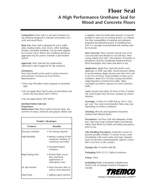 Floor Seal - Canadian Data Sheet (English) - Tremco Roofing