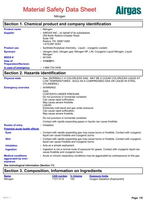 MSDS Sheet - Airgas.com