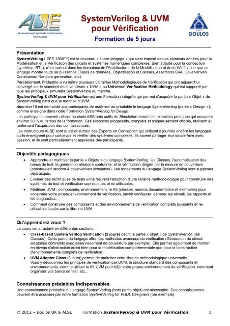 SystemVerilog Verification Classes & UVM - ALSE SystemVerilog Verification Classes & UVM - ALSE