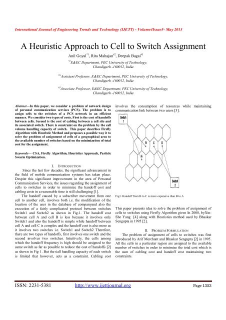 A Heuristic Approach to Cell to Switch Assignment - IJETT ...