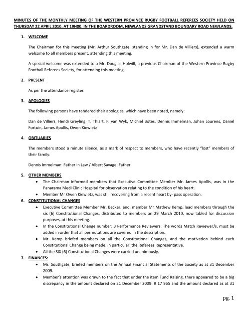 April 2010 - WP Rugby Referee