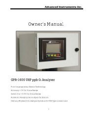 GPR-1900 Trace PPM Oxygen Analyzer. - Advanced Instruments Inc.