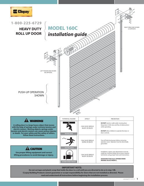 MODEL 160C installation guide - Clopay