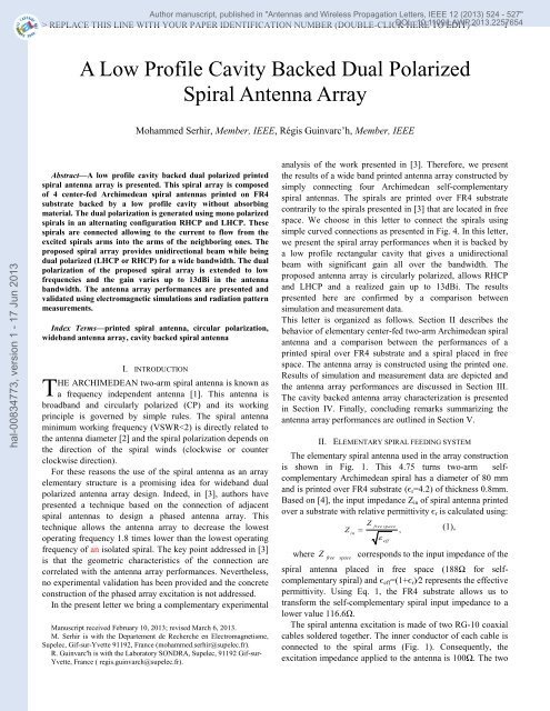 A Low Profile Cavity Backed Dual Polarized Spiral Antenna Array