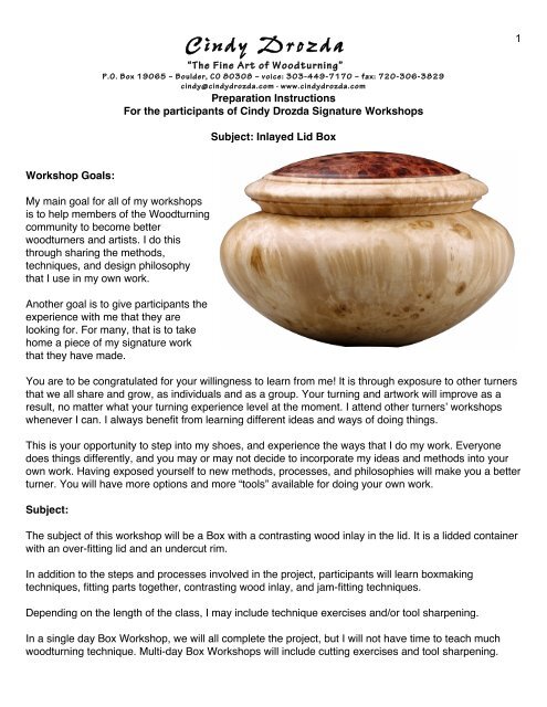 Inlay Box Workshop - Cindy Drozda