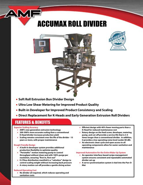 ACCUMAX ROLL DIVIDER - AMF Bakery Systems