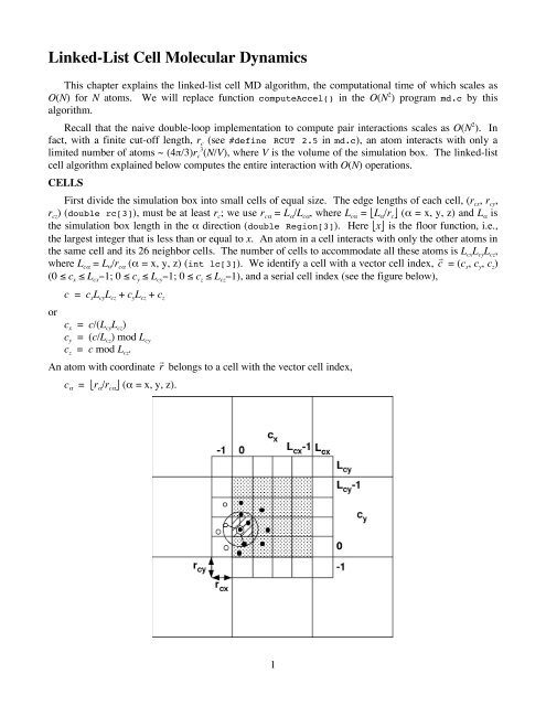Linked-List Cell Molecular Dynamics