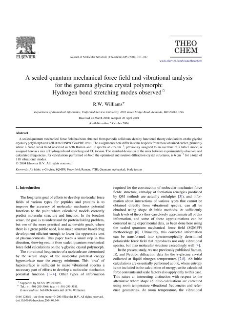 J. Mol. Struct. (Theochem) 685 - Laboratory for Vibrational ...