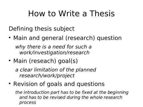 How to Write a Thesis