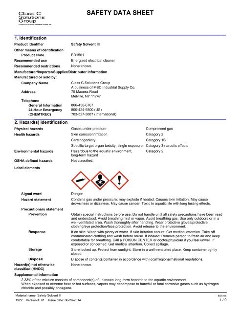 Material Safety Data Sheet - CRC Industries