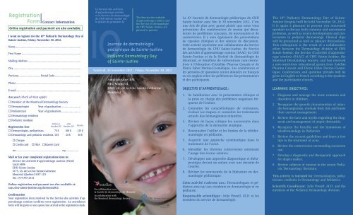 Registration - CHU Sainte-Justine - SAAC