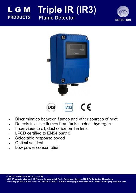 Triple IR (IR3) Flame Detector - LGM Products Ltd