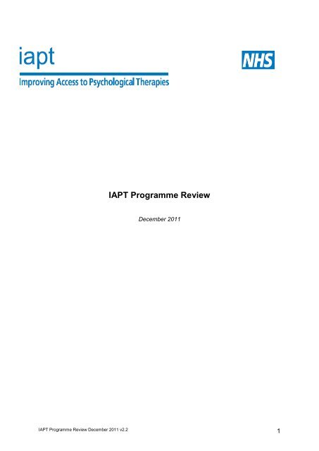 IAPT Programme Review December 2011