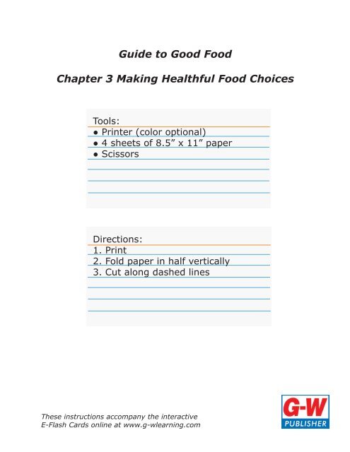 Guide to Good Food Chapter 3 Making Healthful Food Choices