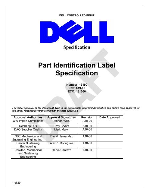 Part Identification Label Specification - Notes/Domino Release Notes