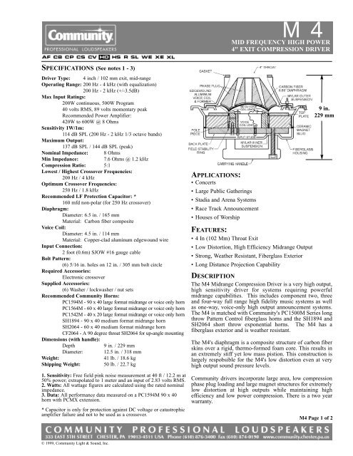 MID FREQUENCY HIGH POWER 4" EXIT COMPRESSION DRIVER