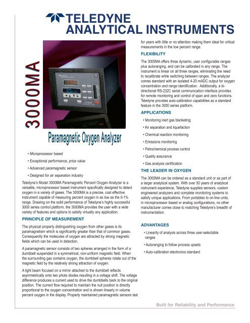 3000MA - Teledyne Analytical Instruments