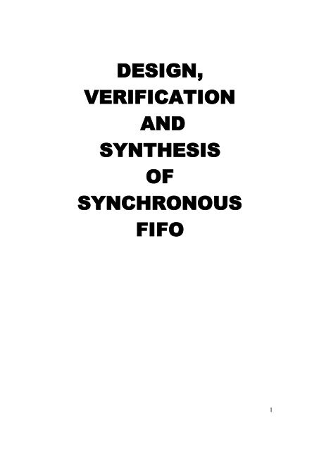 Design Verification And Synthesis Of Synchronous Fifo