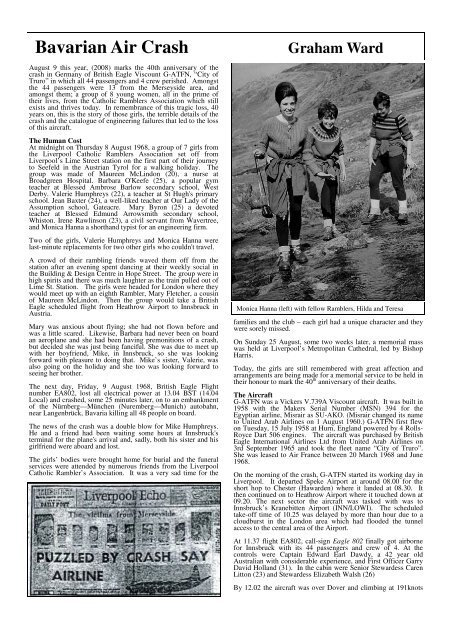Bavarian Air Crash - Liverpool Catholic Ramblers
