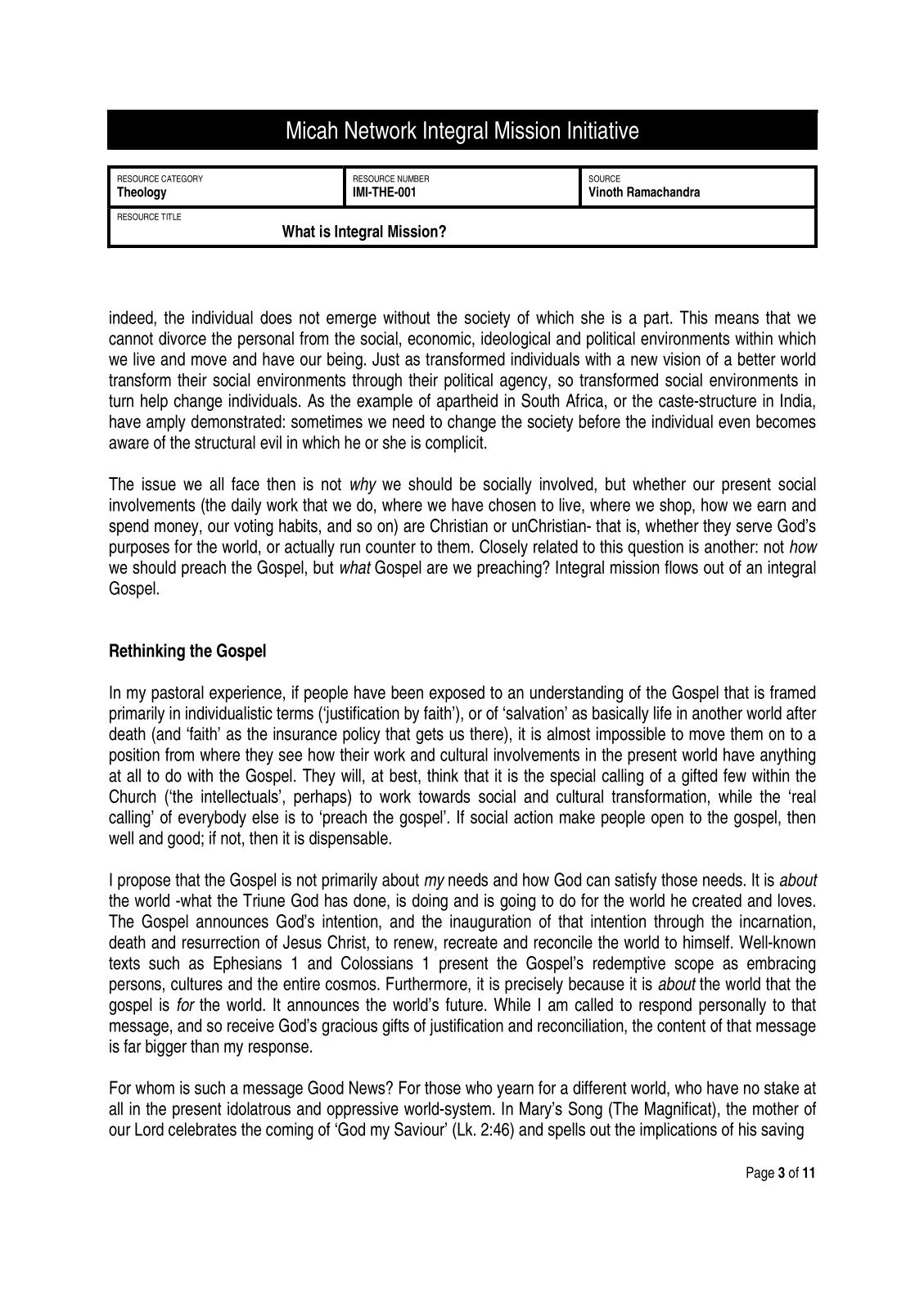 What is Integral Mission? by Vinoth Ramachandra - Micah Network – Page 3