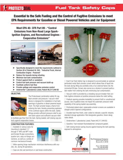 Fuel Tank Safety Caps - Protectoseal