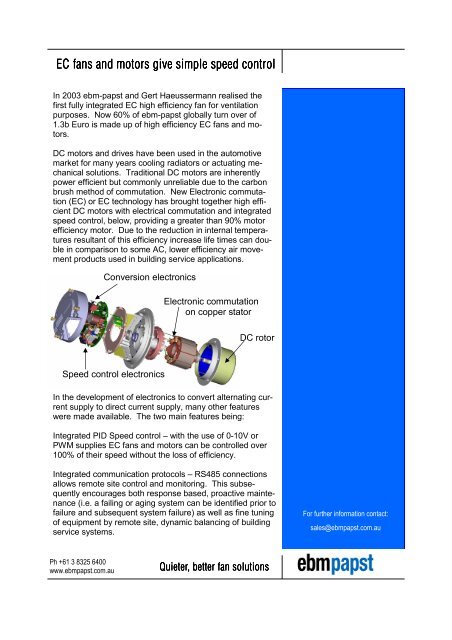 EC motors and speed control