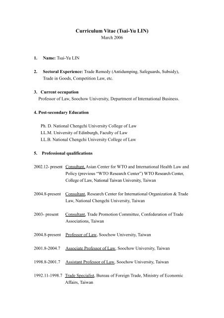 Curriculum Vitae (Tsai-Yu LIN)