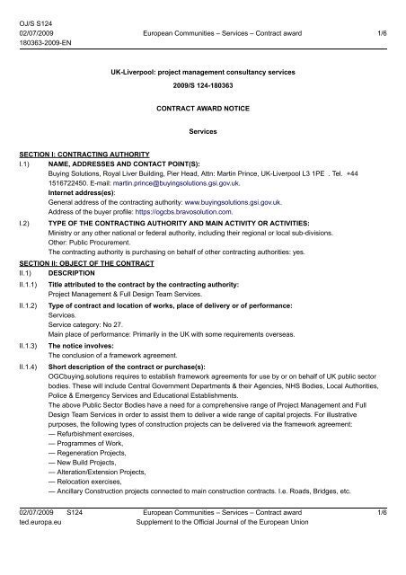 Contract award - Government Procurement Service