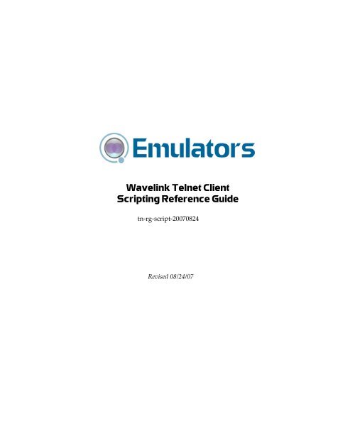 Wavelink Telnet Client Scripting Reference Guide