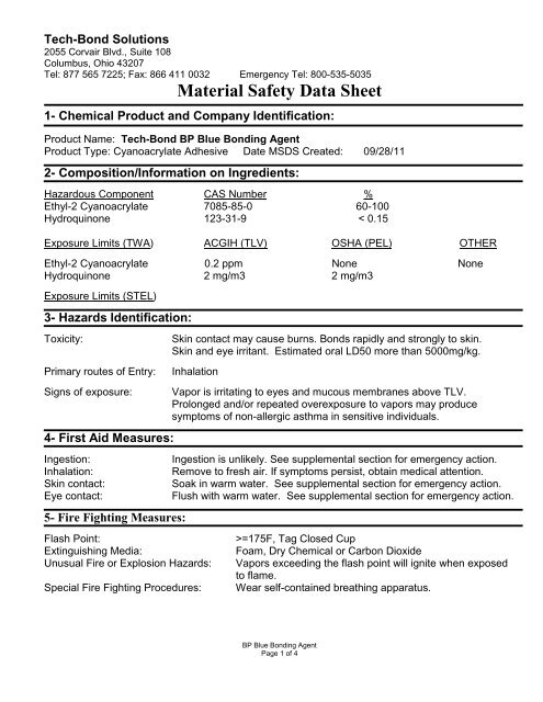 MSDS - Tech-Bond