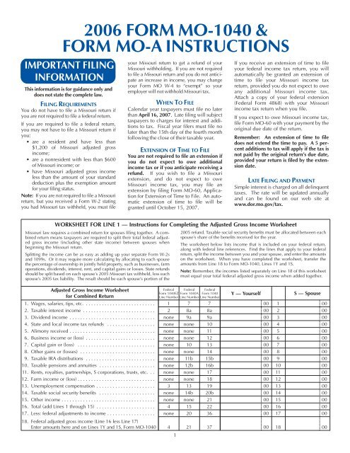 Form MO-1040 and MO-A instructions - FormSend
