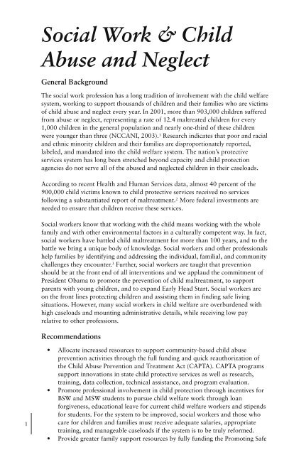 Social Work & Child Abuse and Neglect - National Association of ...