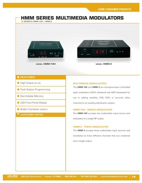 hmm series multimedia modulators - Holland Electronics