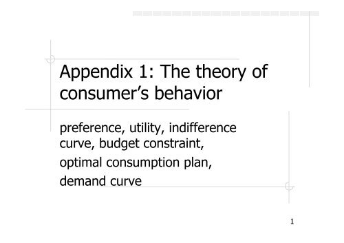 Appendix 1: The theory of consumer's behavior