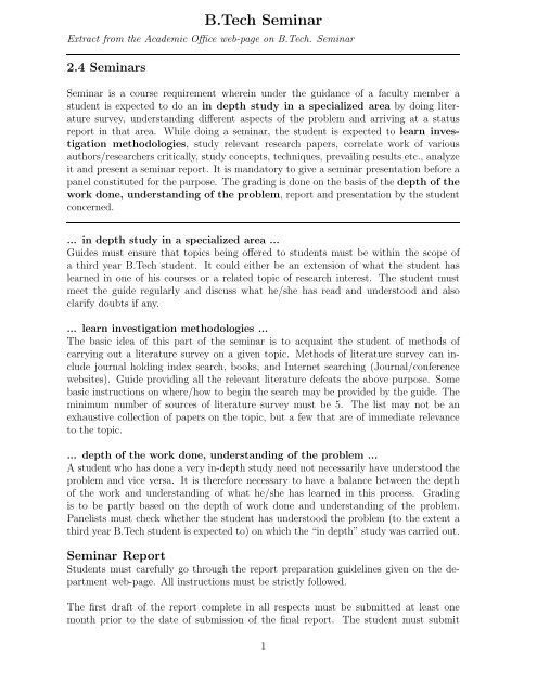 BTech Seminar Guidelines