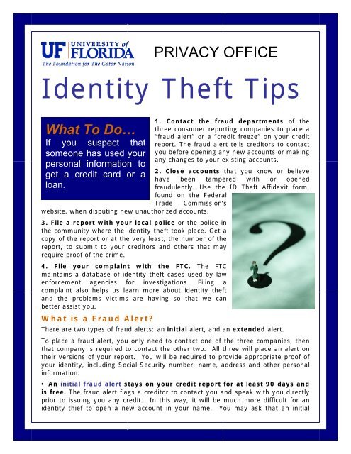 UF's Identity Theft Brochure - UF Privacy Office