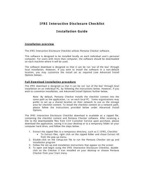 IFRS Interactive Disclosure Checklist Installation Guide