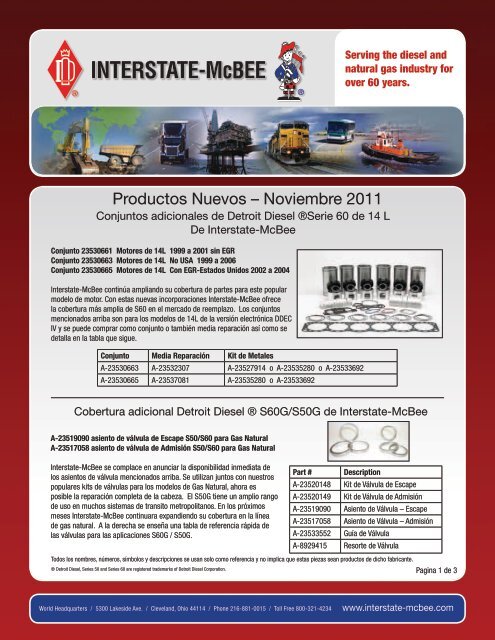 Productos Nuevos Ã¢Â€Â“ Noviembre 2011 - Interstate McBee
