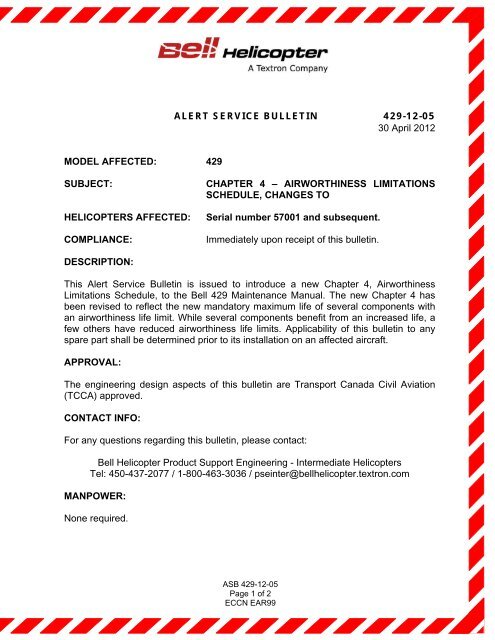 429 SUBJECT: CHAPTER 4 â AIRWORTHINESS LIMITATIONS ...