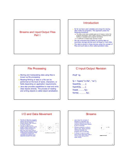 Introduction File Processing C Inputoutput Revision Io And Data