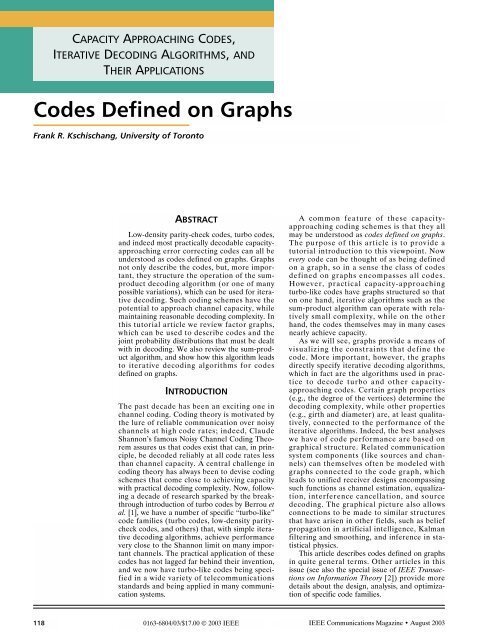 Codes Defined on Graphs - IEEE Xplore