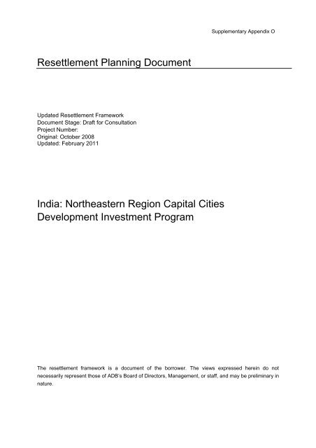 Resettlement Planning Document India: Northeastern ... - Nagaland