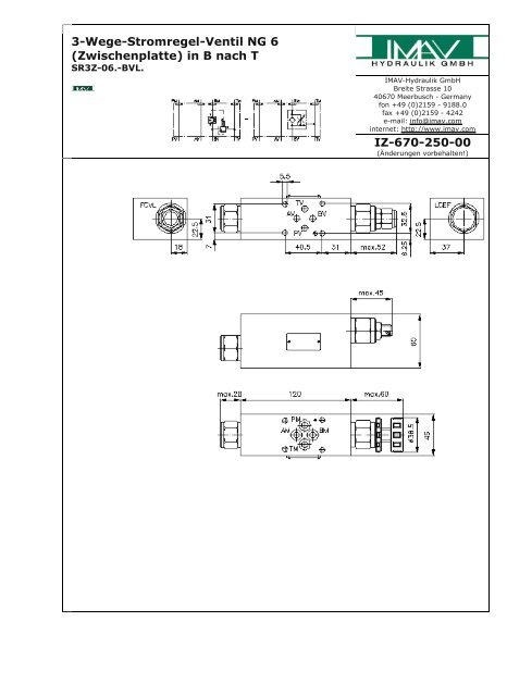 (Zwischenplatte) in B nach T IZ-670-250-00 - IMAV-Hydraulik GmbH