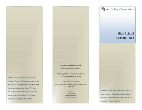 Senior High lesson plan brochure [pdf] - Art Gallery of Nova Scotia