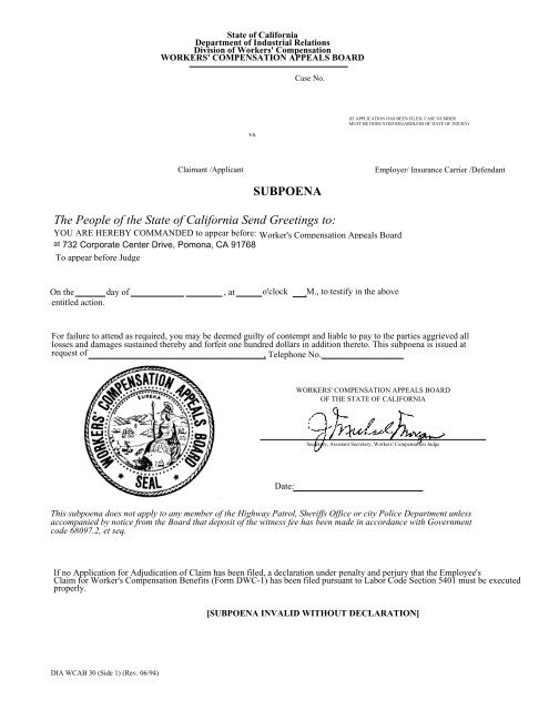 SUBPOENA The People of the State of ... - getMedLegal.com
